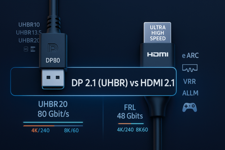 DisplayPort 2.1 (UHBR) e eARC/VRR/ALLM no HDMI